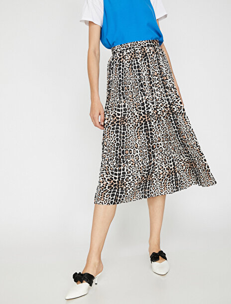 Koton Kadın Leopar Desenli Etek