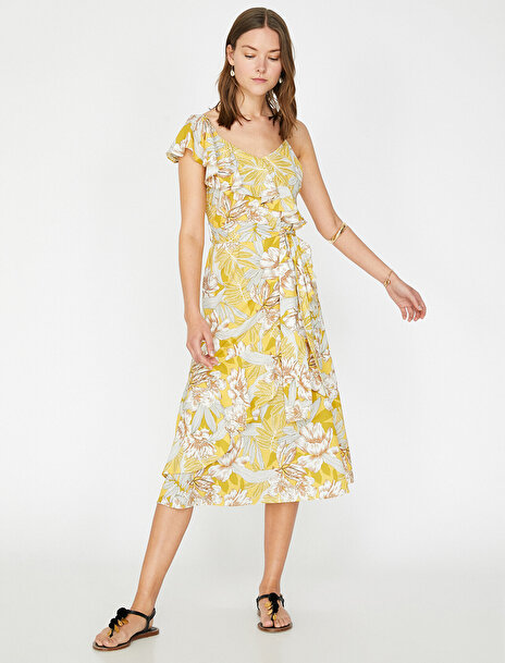 Koton Kadın Çiçek Desenli Midi Boy Elbise