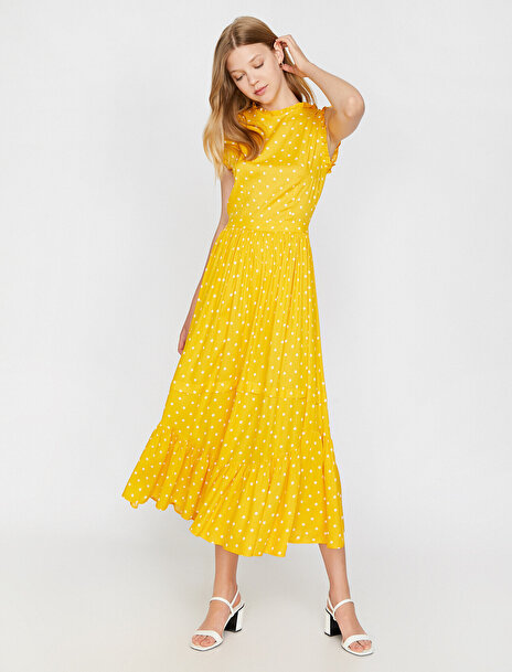 Koton Kadın Puantiye Desenli Maxi Elbise