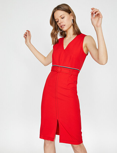 Koton Kadın Kemer Detaylı Elbise