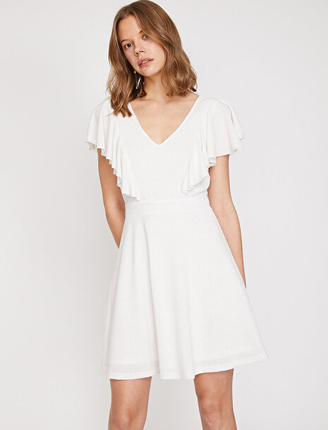 Koton Kadın Fırfır Detaylı Elbise Abiye