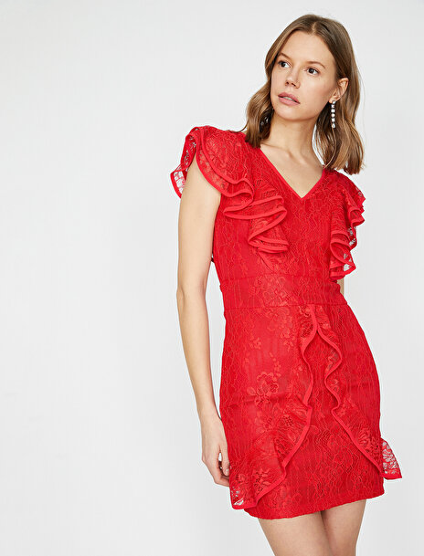 Koton Kadın Dantel Detaylı Elbise Abiye