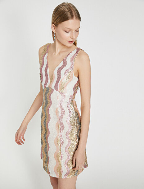 Koton Kadın Pul Detaylı Elbise Abiye