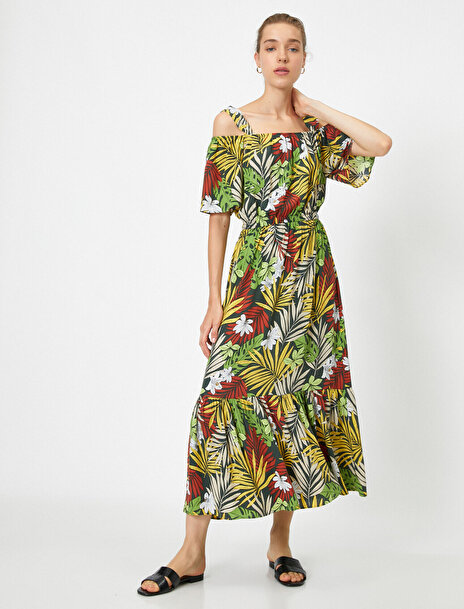 Koton Kadın Omuz Detaylı Çiçek Desenli Elbise