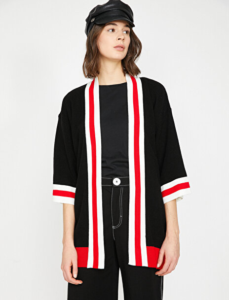 Koton Kadın Çizgili Triko Hırka