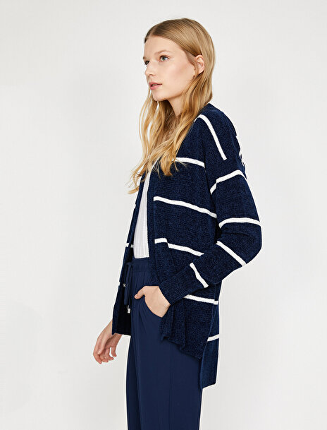 Koton Kadın Çizgili Triko Hırka