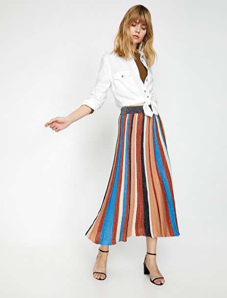 Koton Kadın Renk Bloklu Triko Etek Koton Kadın Renk Bloklu Triko Etek