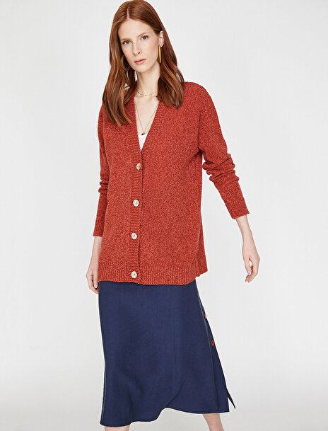 Koton Kadın Düğme Detaylı Triko Hırka