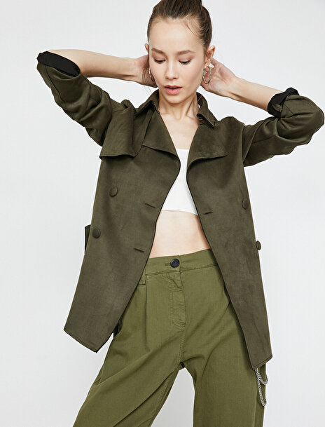 Koton Kadın Süet Görünümlü Trençkot