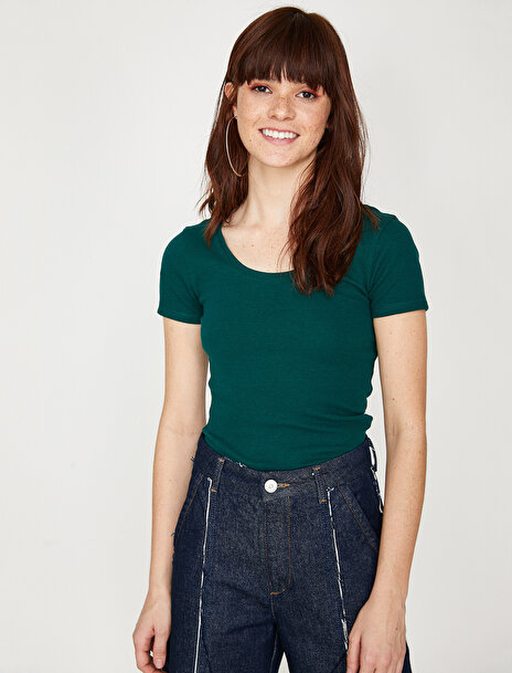 Koton Ole Genç Kız Oyuk Yaka T-Shirt