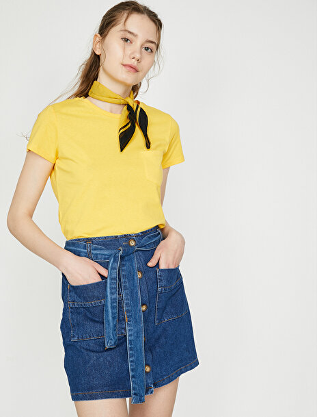 Koton Ole Genç Kız Bisiklet Yaka Cepli Basic Kısa Kol Tişört Koton Ole Genç Kız Bisiklet Yaka Cepli Basic Kısa Kol Tişört