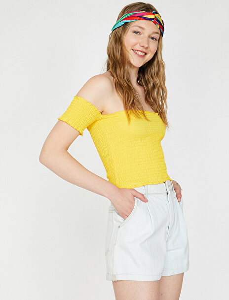 Koton Ole Genç Kız Omzu Açık Gipeli Kısa Kollu Body