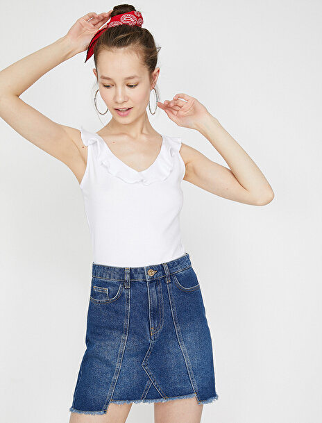 Koton Kadın Fırfır Detaylı Atlet