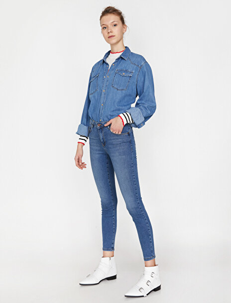 Koton Kadın Carmen Jean - Yüksek Bel Dar Kesim Dar Paça Pantolon