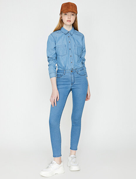 Koton Kadın Carmen Jean - Yüksek Bel Dar Kesim Dar Paça Pantolon