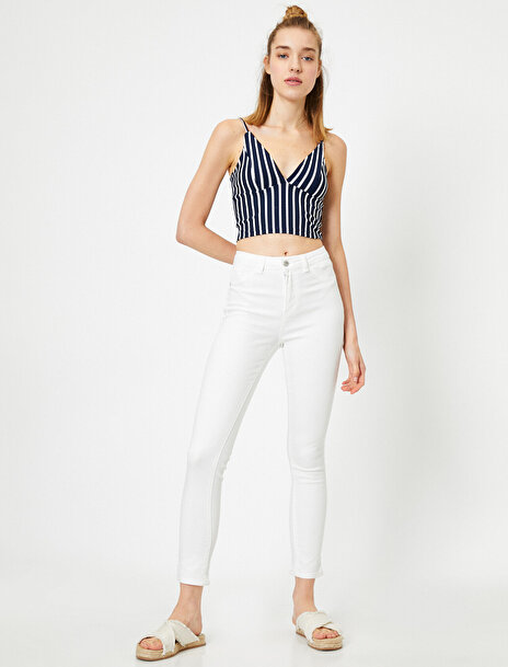 Koton Kadın Carmen Jean - Yüksek Bel Dar Kesim Dar Paça Pantolon