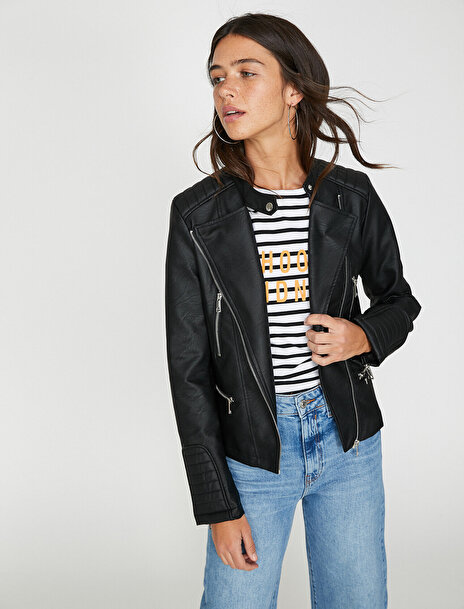 Koton Kadın Deri Görünümlü Mont