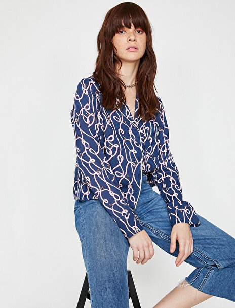 Koton Ole Genç Kız Desenli Gömlek Koton Ole Genç Kız Desenli Gömlek