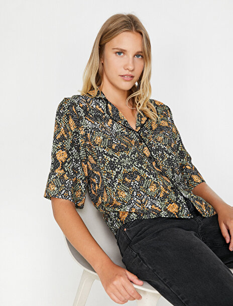 Koton Ole Genç Kız Yılan Derisi Desenli Gömlek Koton Ole Genç Kız Yılan Derisi Desenli Gömlek