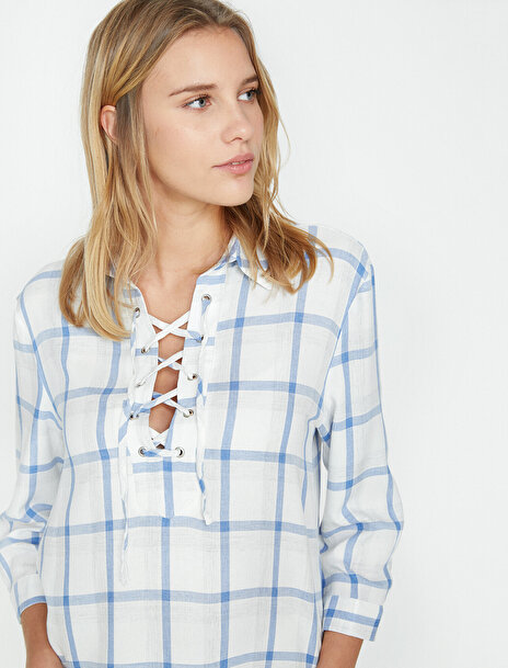 Koton Kadın Kareli Bluz Koton Kadın Kareli Bluz