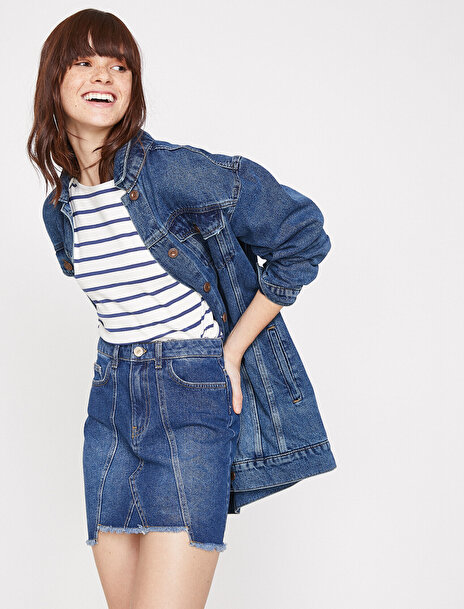 Koton Kadın Düğme Detaylı Jean Etek