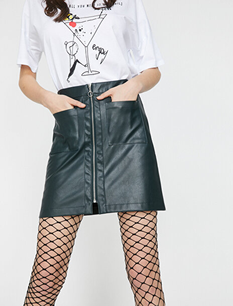 Koton Ole Genç Kız Deri Görünümlü Etek