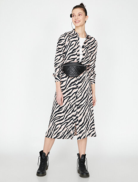 Koton Kadın Zebra Desenli Elbise