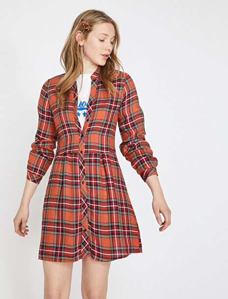 Koton Kadın Kareli Elbise