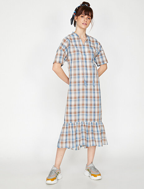 Koton Kadın Kareli Elbise