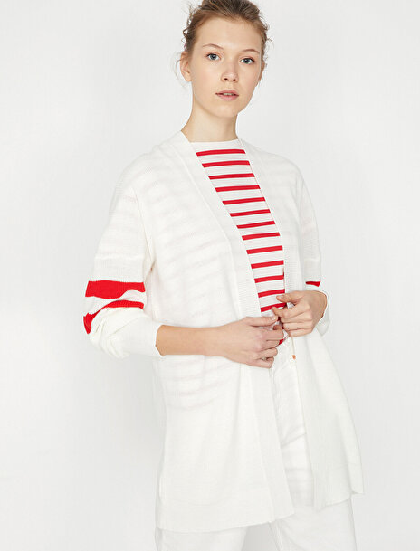 Koton Kadın Çizgili Triko Hırka