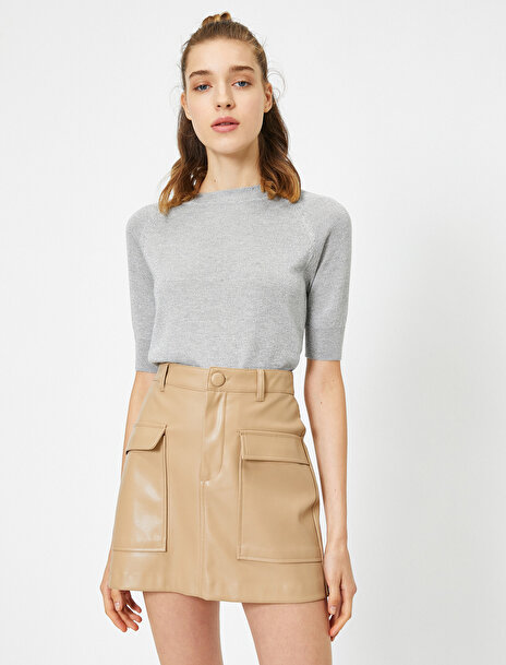 Koton Kadın Bisiklet Yaka Kisa Kollu Triko Tisört Koton Kadın Bisiklet Yaka Kisa Kollu Triko Tisört