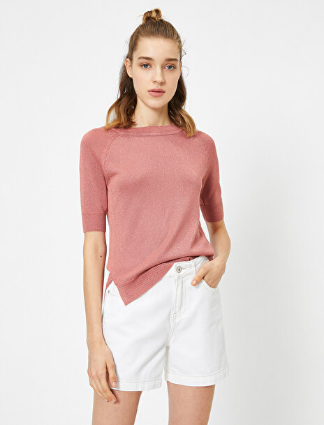 Koton Kadın Bisiklet Yaka Kisa Kollu Triko Tisört Koton Kadın Bisiklet Yaka Kisa Kollu Triko Tisört