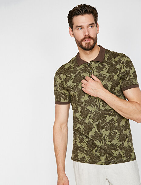 Koton Erkek Polo Yaka Yaprak Desenli Süprem Kumaş Slim Fit Tişört Koton Erkek Polo Yaka Yaprak Desenli Süprem Kumaş Slim Fit Tişört
