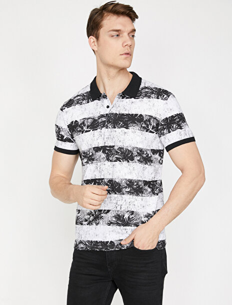Koton Erkek Polo Yaka Eskitme Efektli Desenli Slim Fit Tişört Koton Erkek Polo Yaka Eskitme Efektli Desenli Slim Fit Tişört