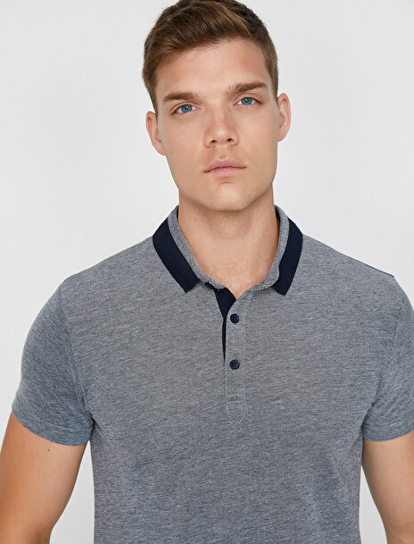 Koton Erkek Polo Yaka Slim Fit Yakası Renk Bloklu Tişört
