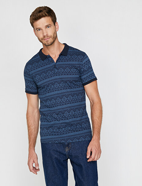 Koton Erkek Polo Yaka Etnik Desenli Süprem Kumaş Slim Fit Tişört Koton Erkek Polo Yaka Etnik Desenli Süprem Kumaş Slim Fit Tişört