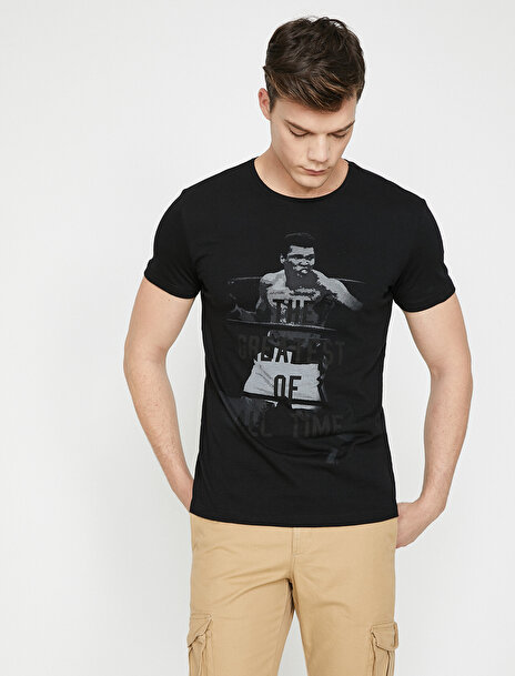 Koton Erkek Muhammed Ali Lisanslı Baskılı T-Shirt Koton Erkek Muhammed Ali Lisanslı Baskılı T-Shirt