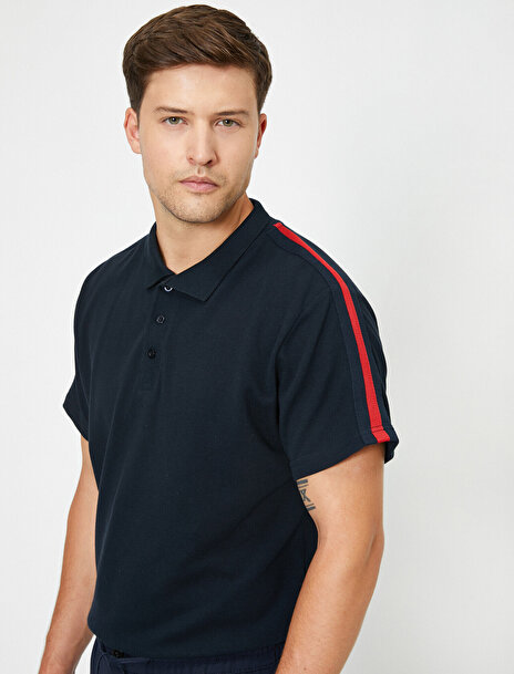 Koton Erkek Polo Yaka Çizgili Pamuklu Basic Tişört