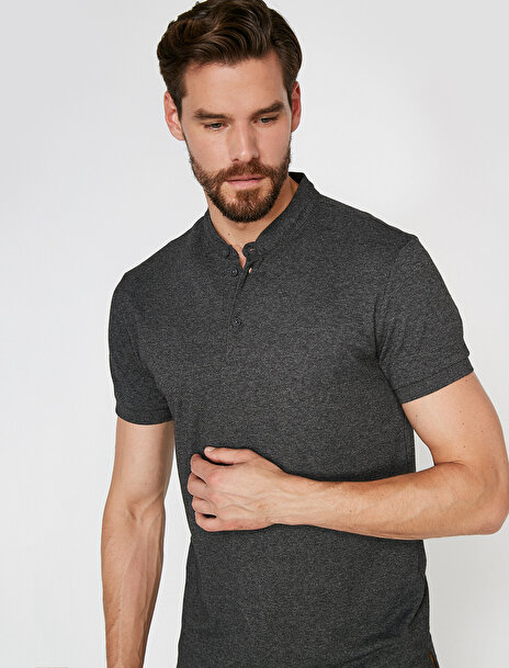 Koton Erkek Hakim Yaka Basic Slim Fit Tişört Koton Erkek Hakim Yaka Basic Slim Fit Tişört