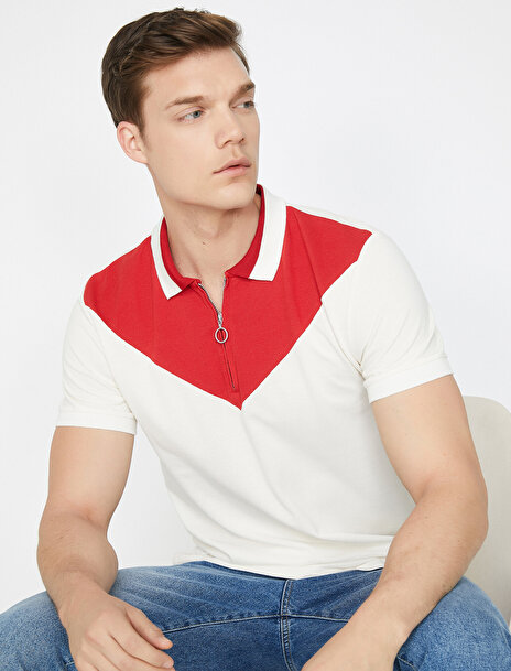 Koton Erkek Polo Yaka Fermuar Detaylı Robalı Pike Kumaş Slim Fit Tişört Koton Erkek Polo Yaka Fermuar Detaylı Robalı Pike Kumaş Slim Fit Tişört