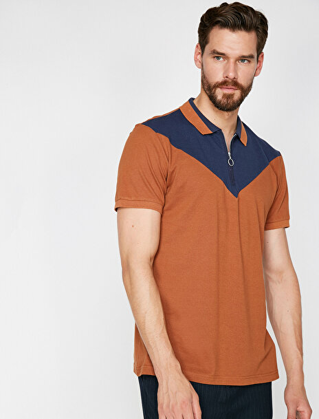 Koton Erkek Polo Yaka Fermuar Detaylı Robalı Pike Kumaş Slim Fit Tişört Koton Erkek Polo Yaka Fermuar Detaylı Robalı Pike Kumaş Slim Fit Tişört
