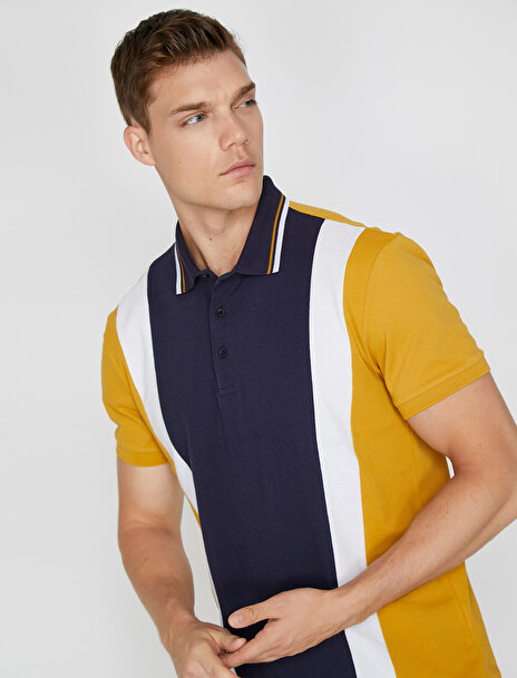 Koton Erkek Polo Yaka Fermuar Detaylı Panelli Slim Fit Tişört Koton Erkek Polo Yaka Fermuar Detaylı Panelli Slim Fit Tişört