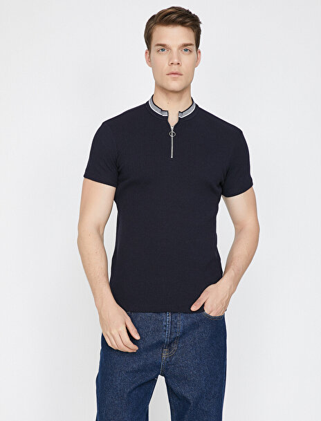 Koton Erkek Fermuar Detaylı T-Shirt