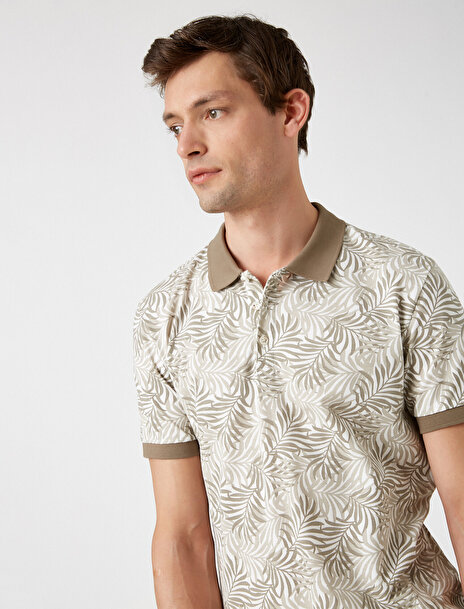 Koton Erkek Polo Yaka Desenli Pamuklu Kısa Kollu Tişört