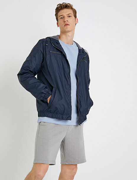 Koton Erkek Kapüşonlu Mont Cepli Fermuarlı