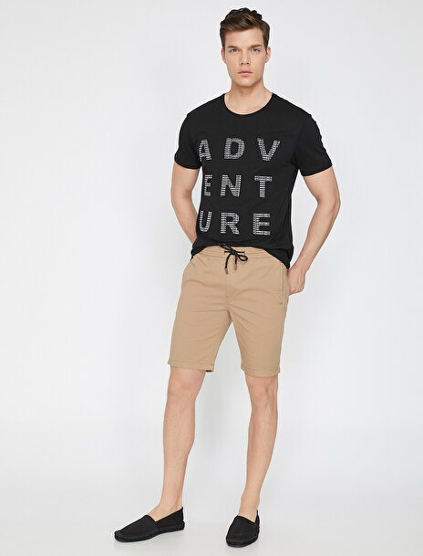 Koton Erkek Beli Bağcıklı Lastikli Dar Fit Şort