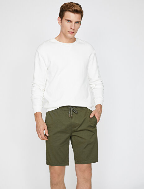 Koton Erkek Beli Bağcıklı Lastikli Dar Fit Şort