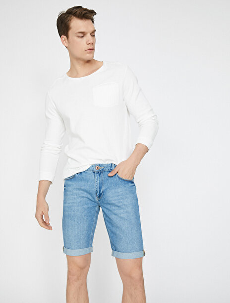 Koton Erkek Pamuklu Cepli Jean Şort