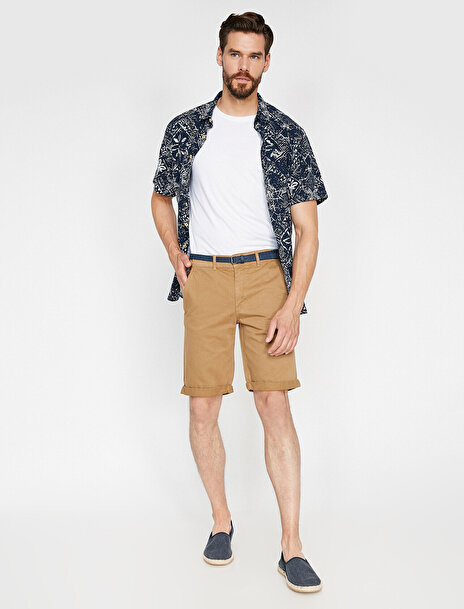Koton Erkek Cep Detaylı Kemerli Slim Fit Şort