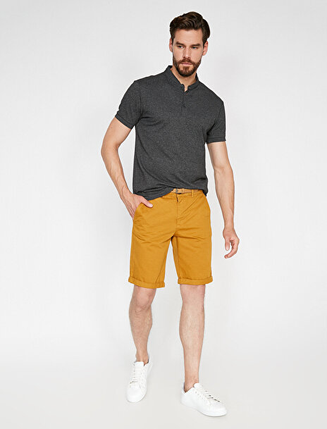 Koton Erkek Cep Detaylı Kemerli Slim Fit Şort